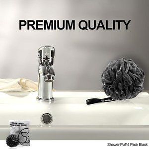 Bath | Shower Puff 4 Pack Black Bath Sponge | Poshmark